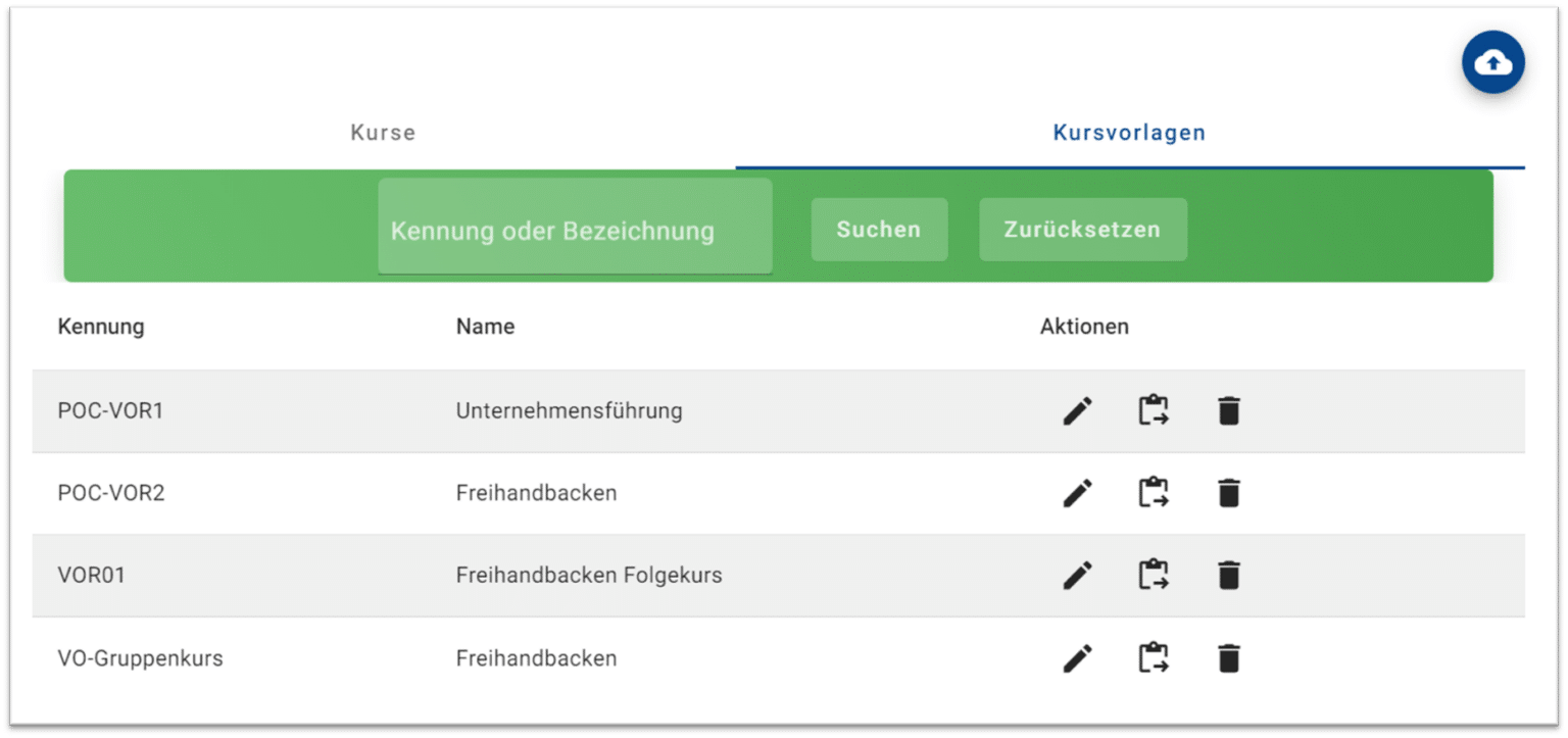 Kursvorlagen erstellen - DigitalCheckIn