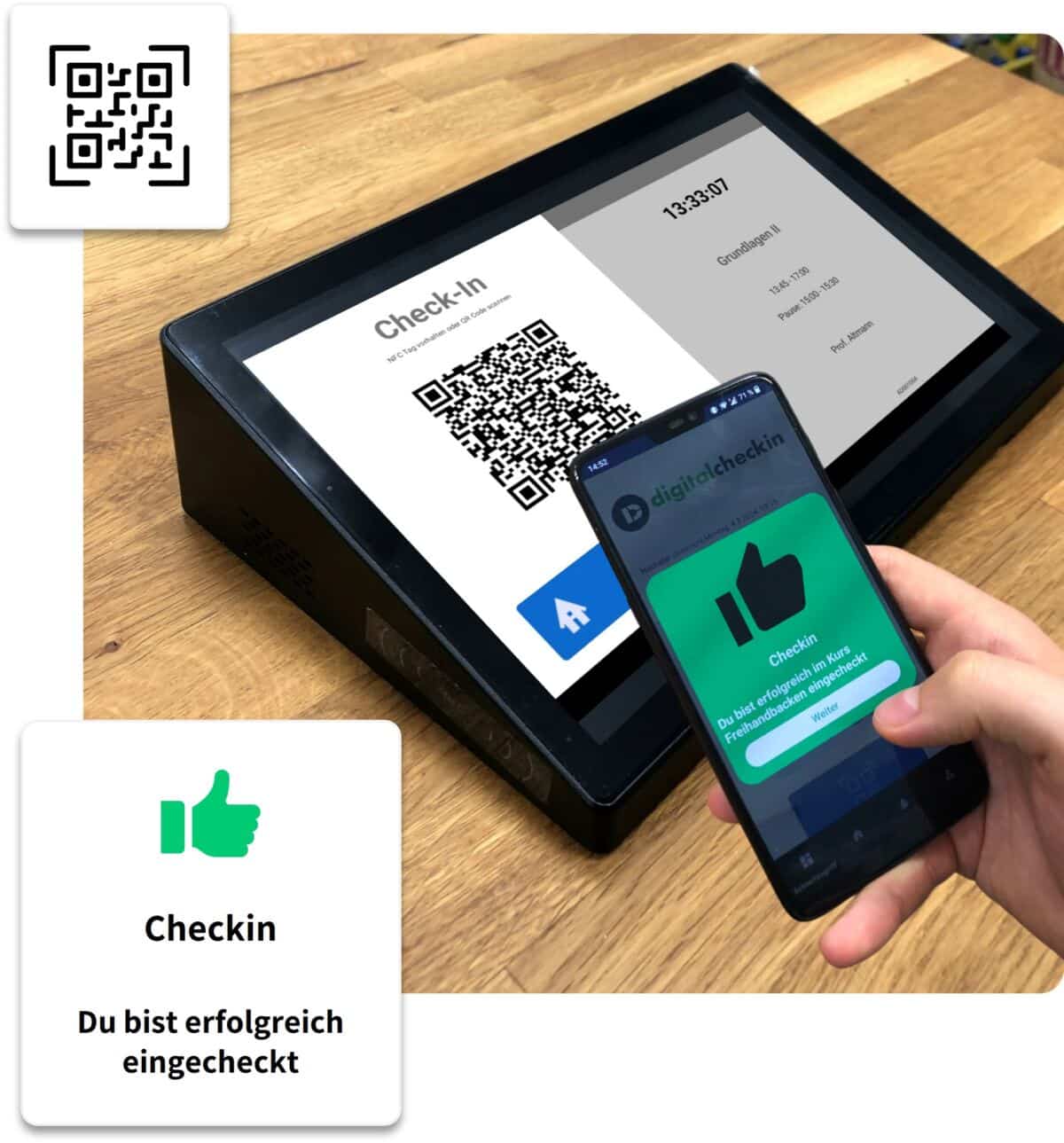 Checkin App - Anwesenheiten per QR-Code oder NFC erfassen